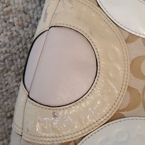 Coach | Bags | Coach Patched Circle Leather Beige Signature Bag | Poshmark